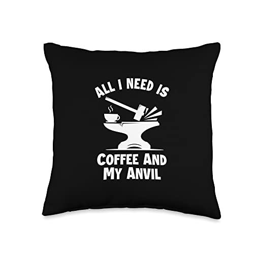 Forging Equipment Starter Kit Gifts For Beginners Coffee Hobby Legend Forging Anvil Blacksmith Throw Pillow, 16x16, Multicolor