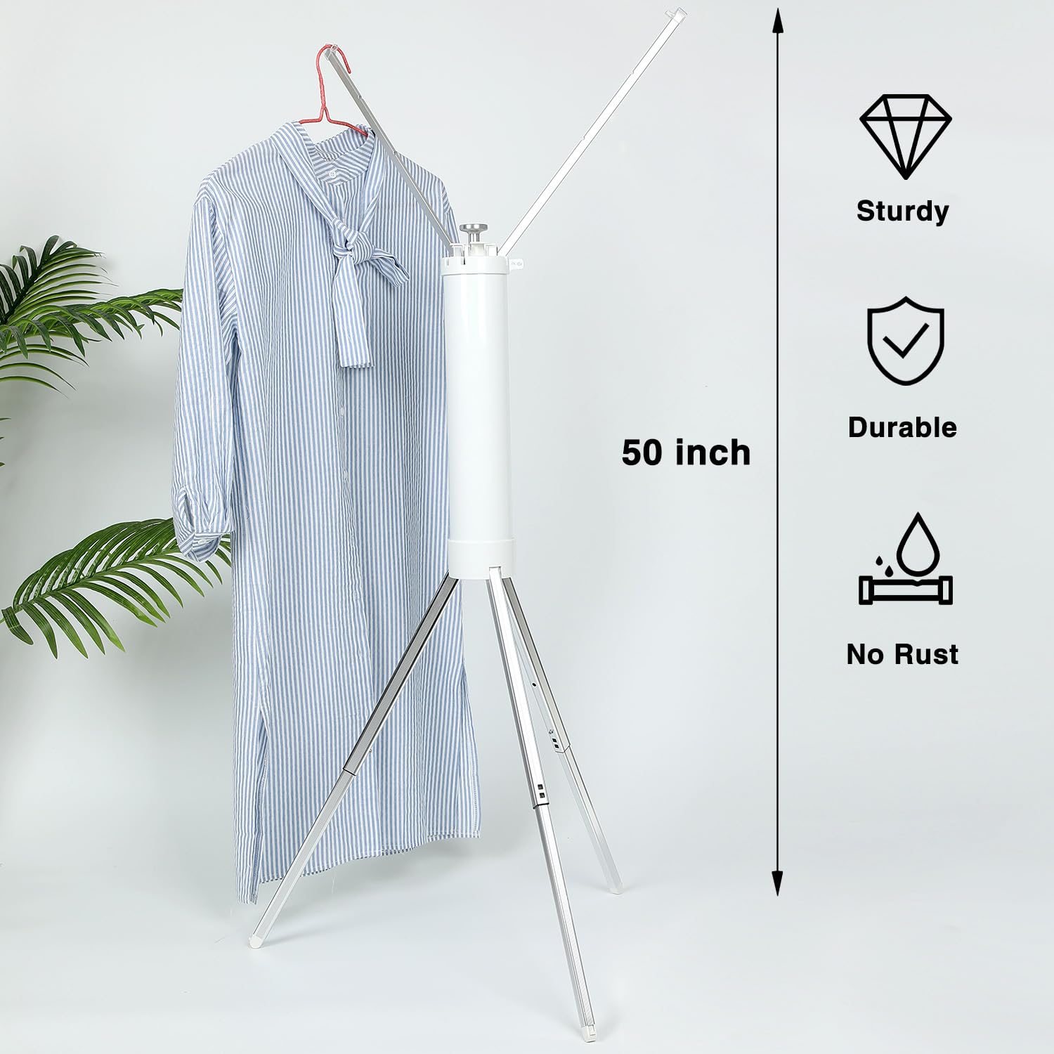 HSOAR Tripod Clothes Drying Rack Clothing - Foldable Laundry Drying Rack Collapsible Folding Clothes Drying Rack Indoor Portable Small (Small Size Silver, Four Heights)