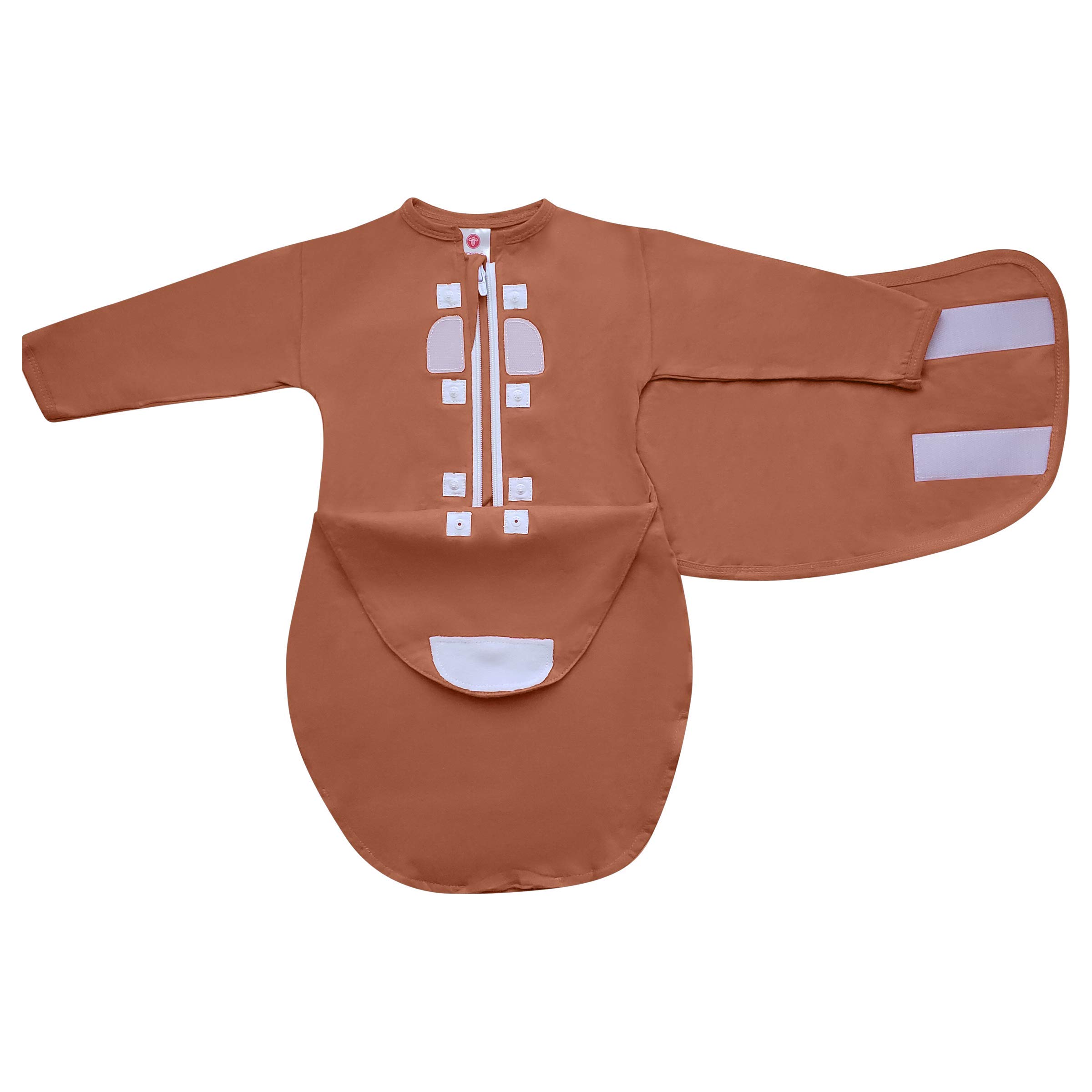 embe Baby Eczema Sleep Aid Sleeper Sack for Babies 0-3 Months, 6-14 lbs | Swaddle With Fold Over No Scratch Mittens Attached | No Scratch Sleeves Baby - [Sand]