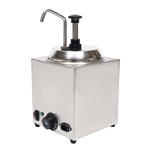 Cheese Dispenser,2.6Qt Hot Fudge Caramel Warmer,Electric Cheese Warmer with Heated Pump,800W Hot Fudge Warmer,Stainless Steel Hot Cheese Dispenser