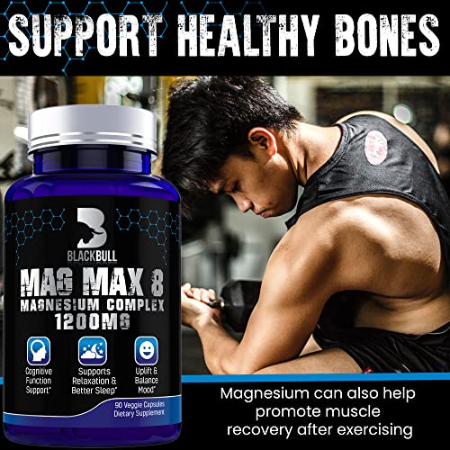 Blackbull MagMax Magnesium Complex 1200 mg -90 Capsules | L-Threonate, Glycinate, Citrate, Chelate, Bisglycinate, Malate, Aspartate, Taurate | Calm and Sleep