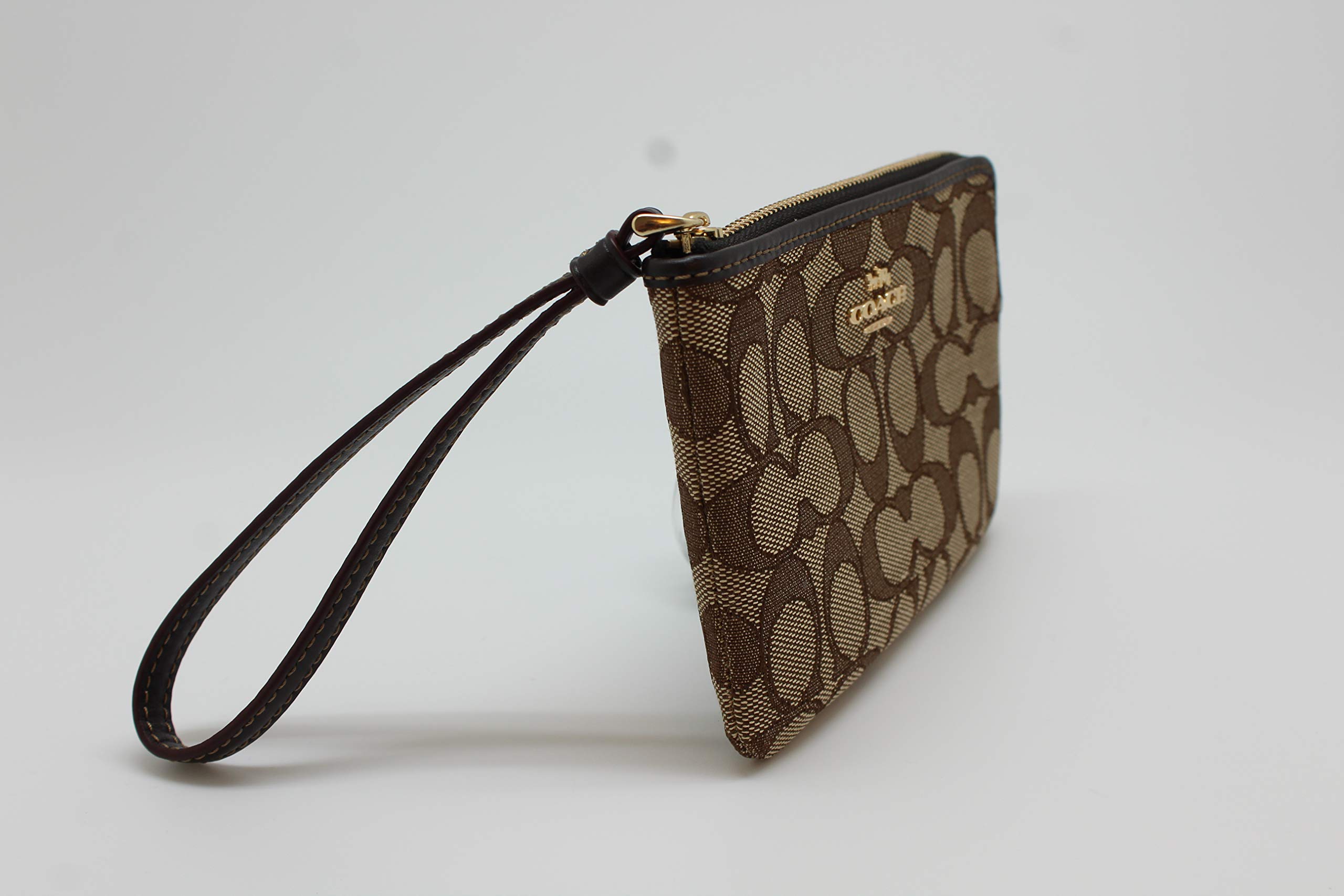 Coach F58033 Signature Corner Zip Wristlet Khaki/Brown