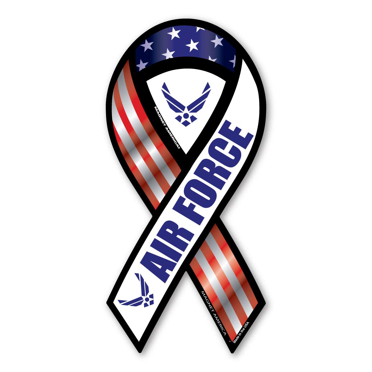 Air Force Red, White, and Blue 2-in-1 Ribbon Magnet by Magnet America is 8" x 3.875" Made for Vehicles and Refrigerators