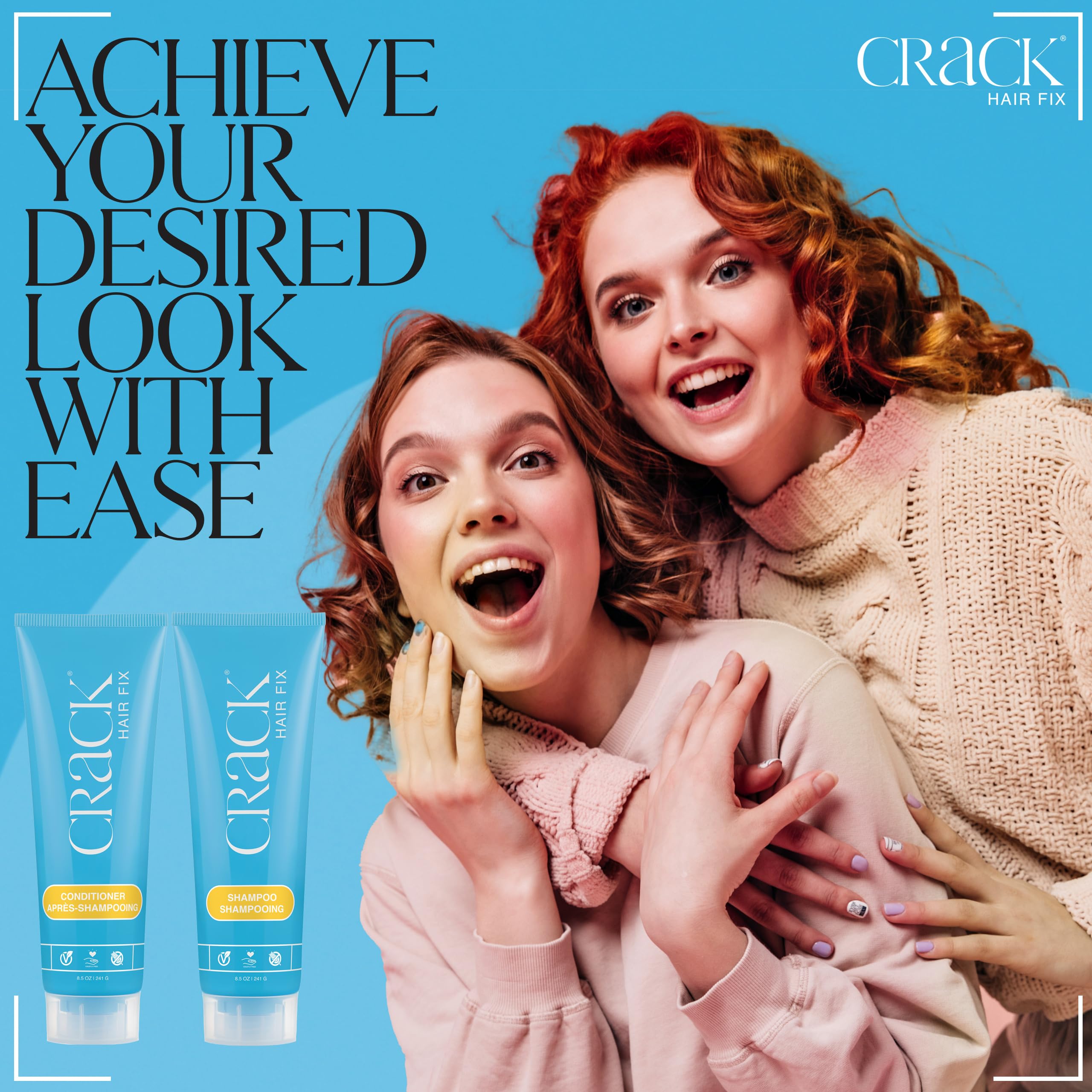 CRACK HAIR FIX - Clean & Soaper Shampoo and In-Treatment Conditioner Set 8.5 oz each