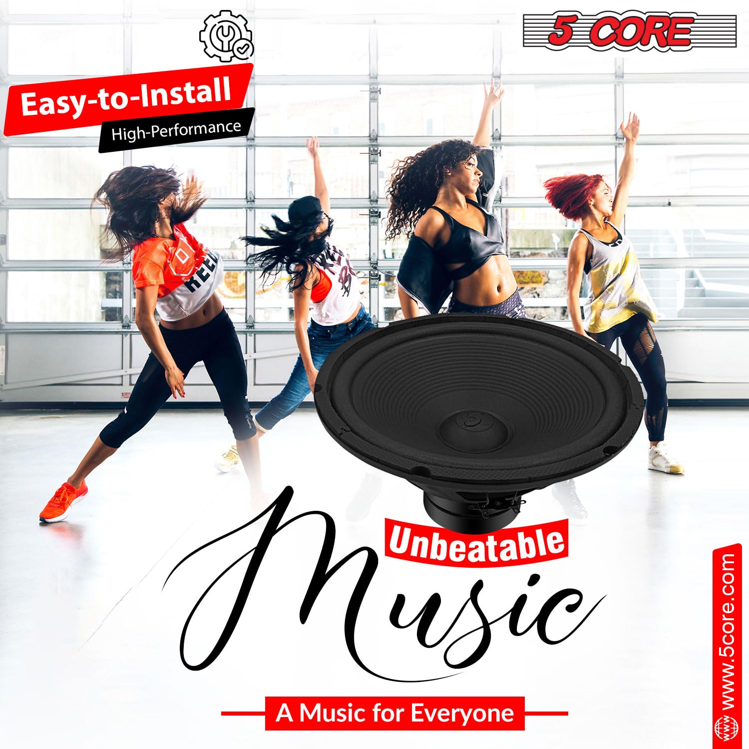 5 Core 10 Inch Subwoofer Speakers • 1200W Peak • 4 Ohm Replacement Car Sub Woofer w Powerful Bass • 1" Voice Coil • Double 13 Oz Magnet WF 1090 DBL