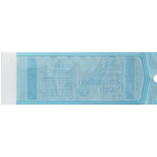 ForPro Self-Sealing Sterilization Pouches, Latex-Free, Color Changing Indicator, 3.5β W x 10β L, 200-Count