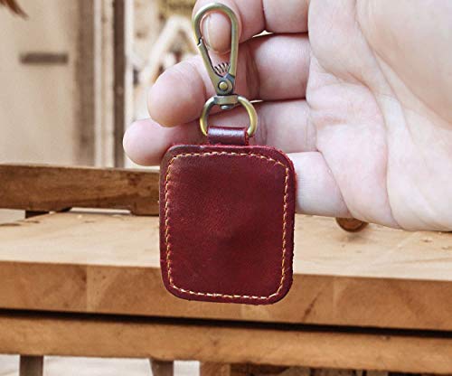 AA Medallion or Coin Holder, Leather Key Chain Snap Open Leather Case (Reddish Brown)