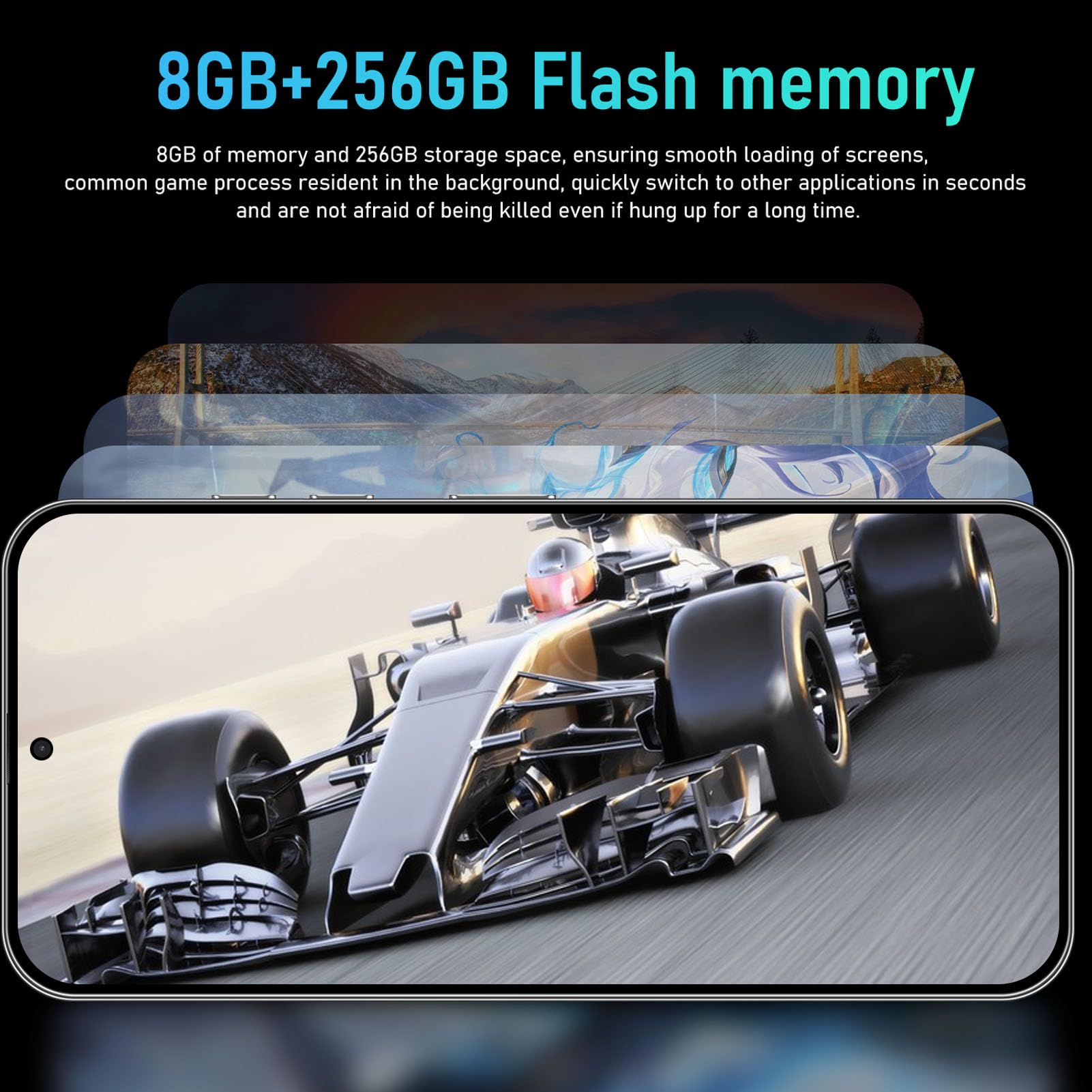 6.7 Inch IPS HD Display, Octa Core Performance, Dual SIM Unlocked Smartphone with 8GB RAM 256GB ROM for Android 12 (US Plug)