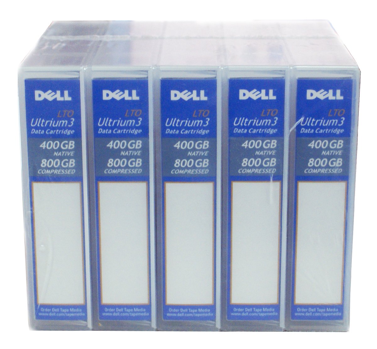 Genuine OEM 5-Pack Dell HC591 HC593 RC922 400 GB (Native) / 800GB (Compressed) LTO LOT-3 Ultrium3 Data Tape Cartridge Compatible Part Numbers: HC591, HC593, RC922