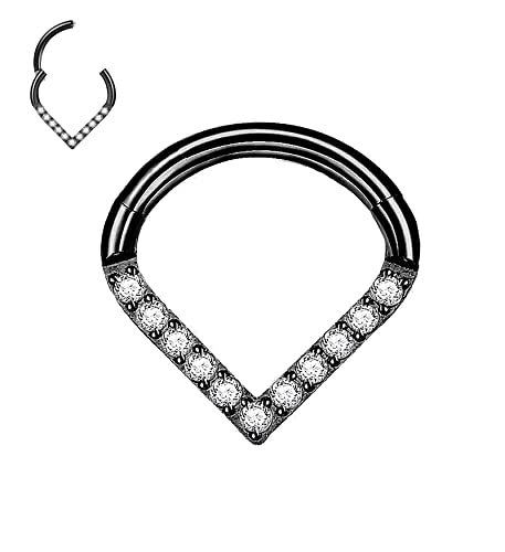 AJEVIE V Shape Nose Rings Hoops - 316L Surgical Steel Cartilage Earrings Piercing Jewelry 8mm-10mm Hinged Segment Rings Lip Rings Piercing Kit