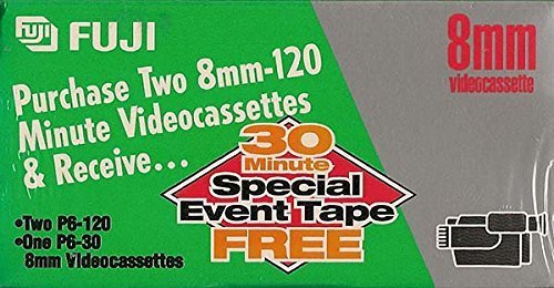 FUJI MP P6-120 DS N 8mm Videocassette Tapes, 2 Pack w/Bonus
