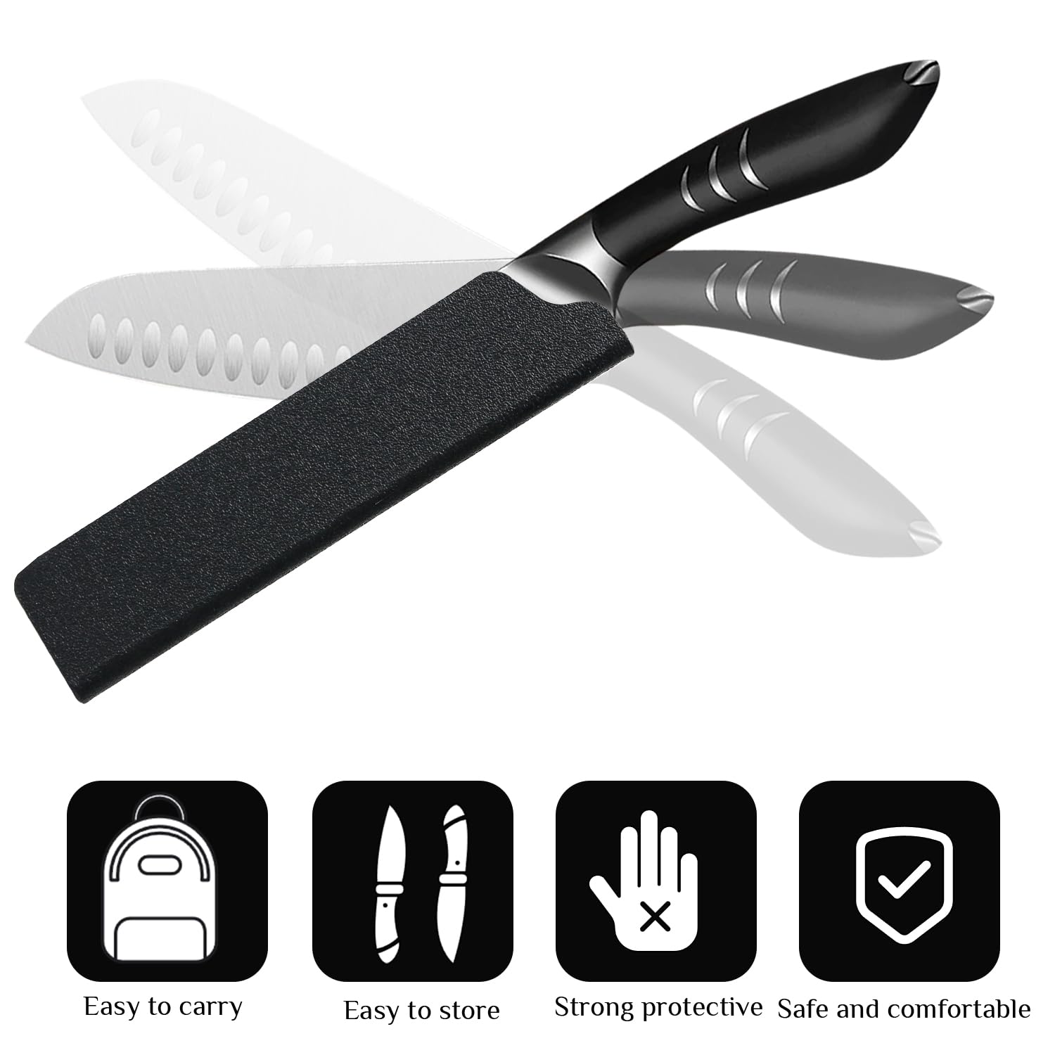 AKZYTUE 3pcs Universal Knife Edge Guards for 3.5'' Paring Fruit Knife, Kitchen Safety Knife Sheath Sleeves ABS Knife Cover Case Knife Blade Protectors
