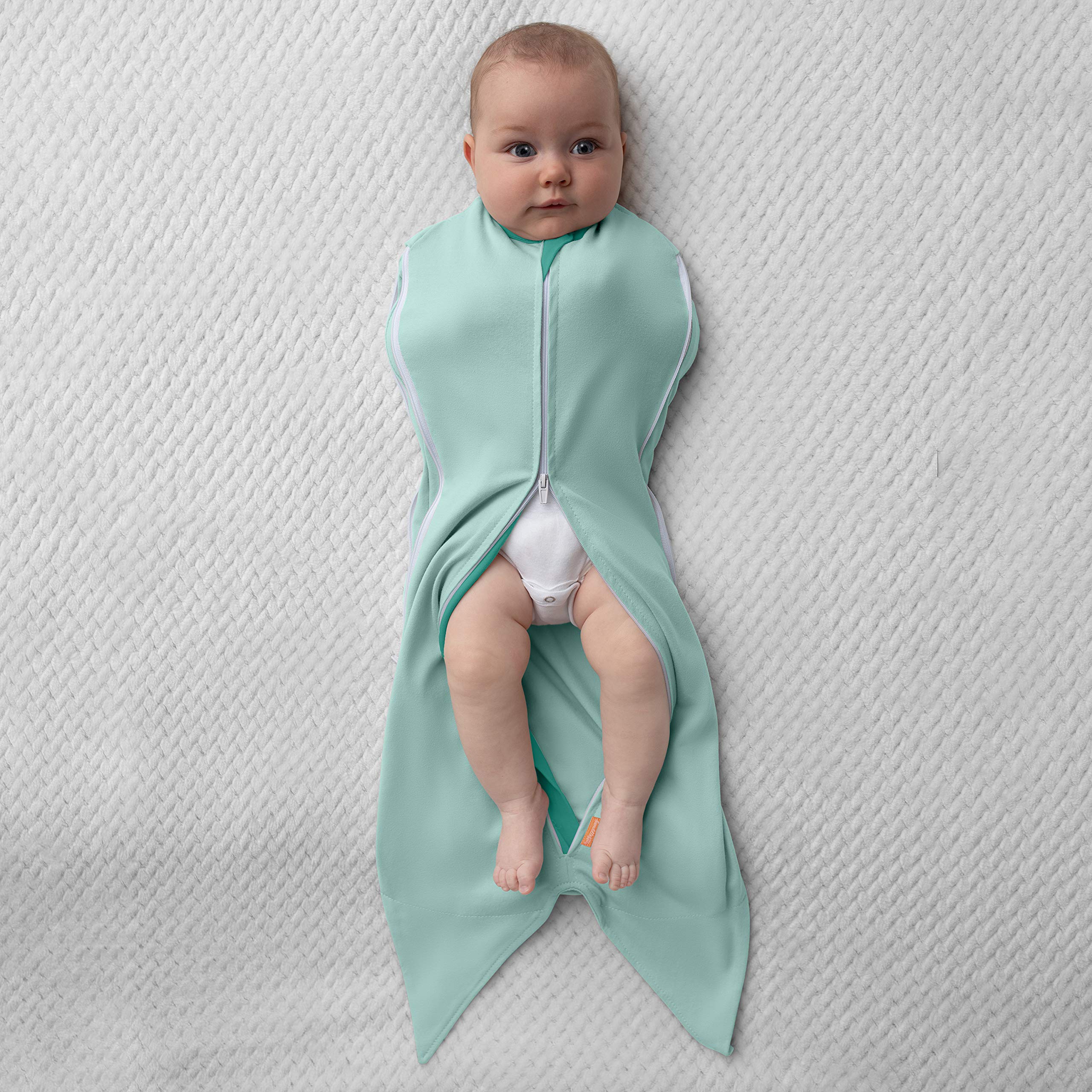 SwaddleMe Room to Grow Pod β 0-6 Months, 1-Pack (Teal Waves) Expandable Baby Swaddle Grows with Baby and Helps Prevent The Startle Reflex for Comfortable Sleep