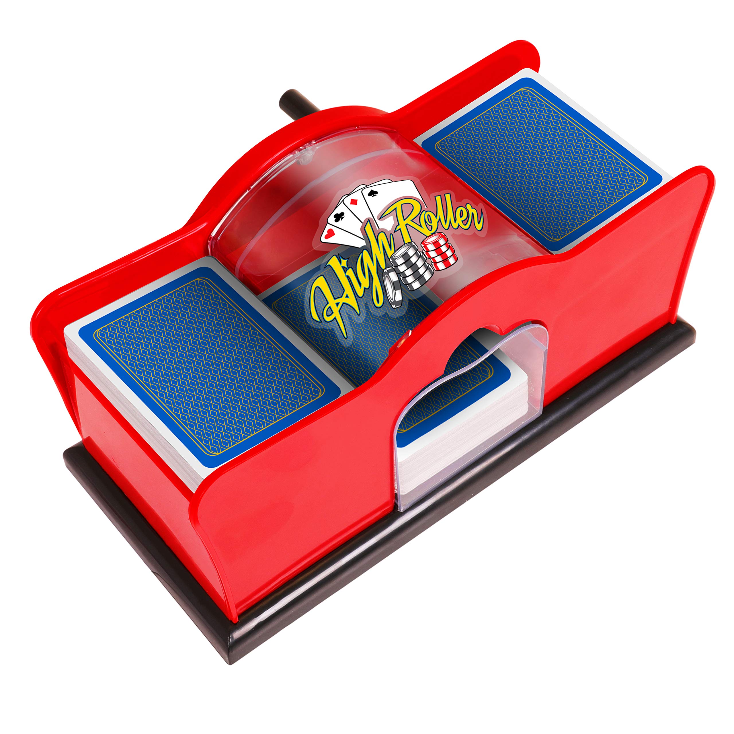 Crazy Games 2 Deck Manual Card Shuffler with Hand Crank for Blackjack, Uno, Poker, Rummy, Pokemon Cards | Easy to Use Card Mixer Machine with 2 Free Decks