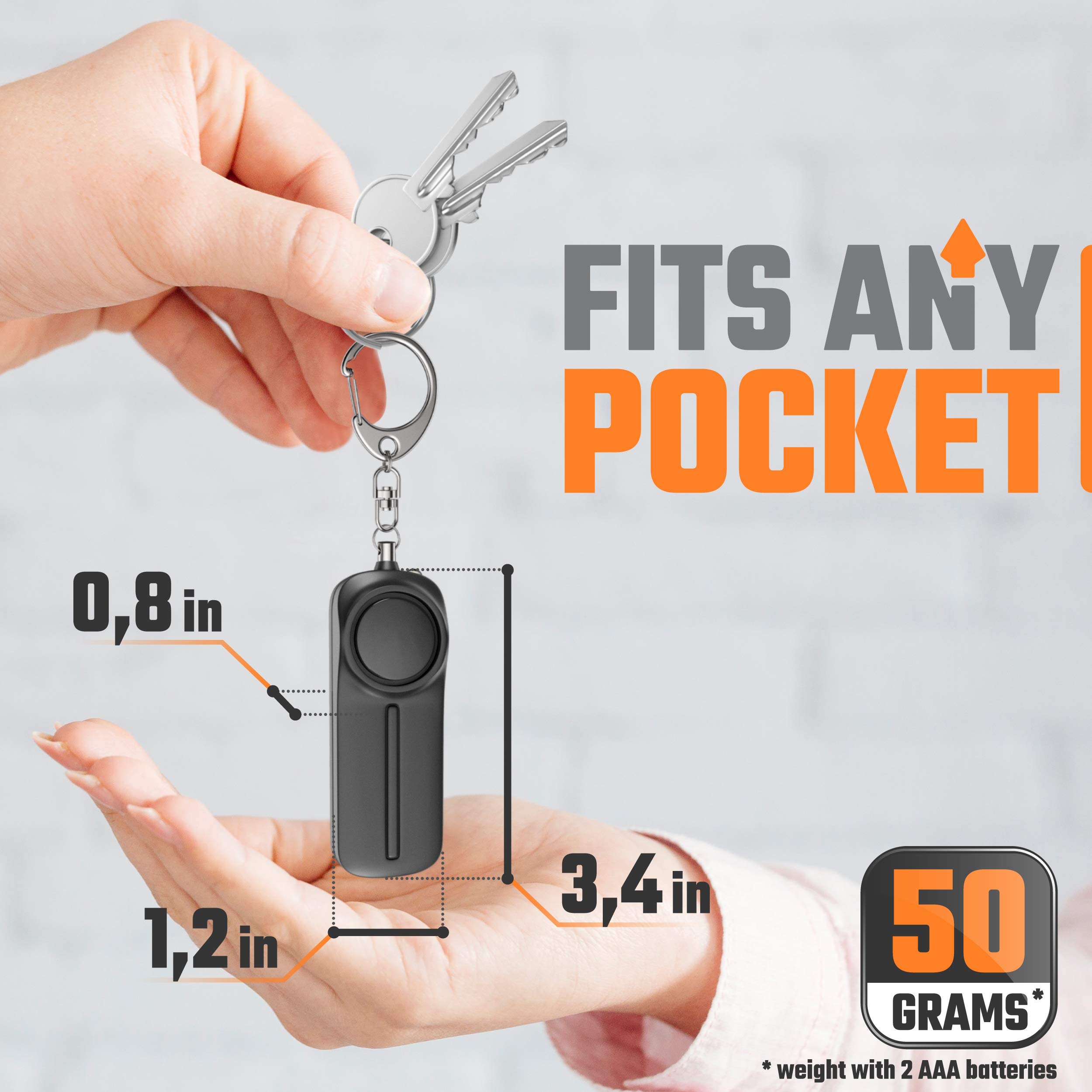 Personal Alarm Keychain for Women Self Defense - Loud Safety Whistle Alert Device with LED Light – 130 dB Emergency Security Handheld Siren Key Chain by WETEN, Black