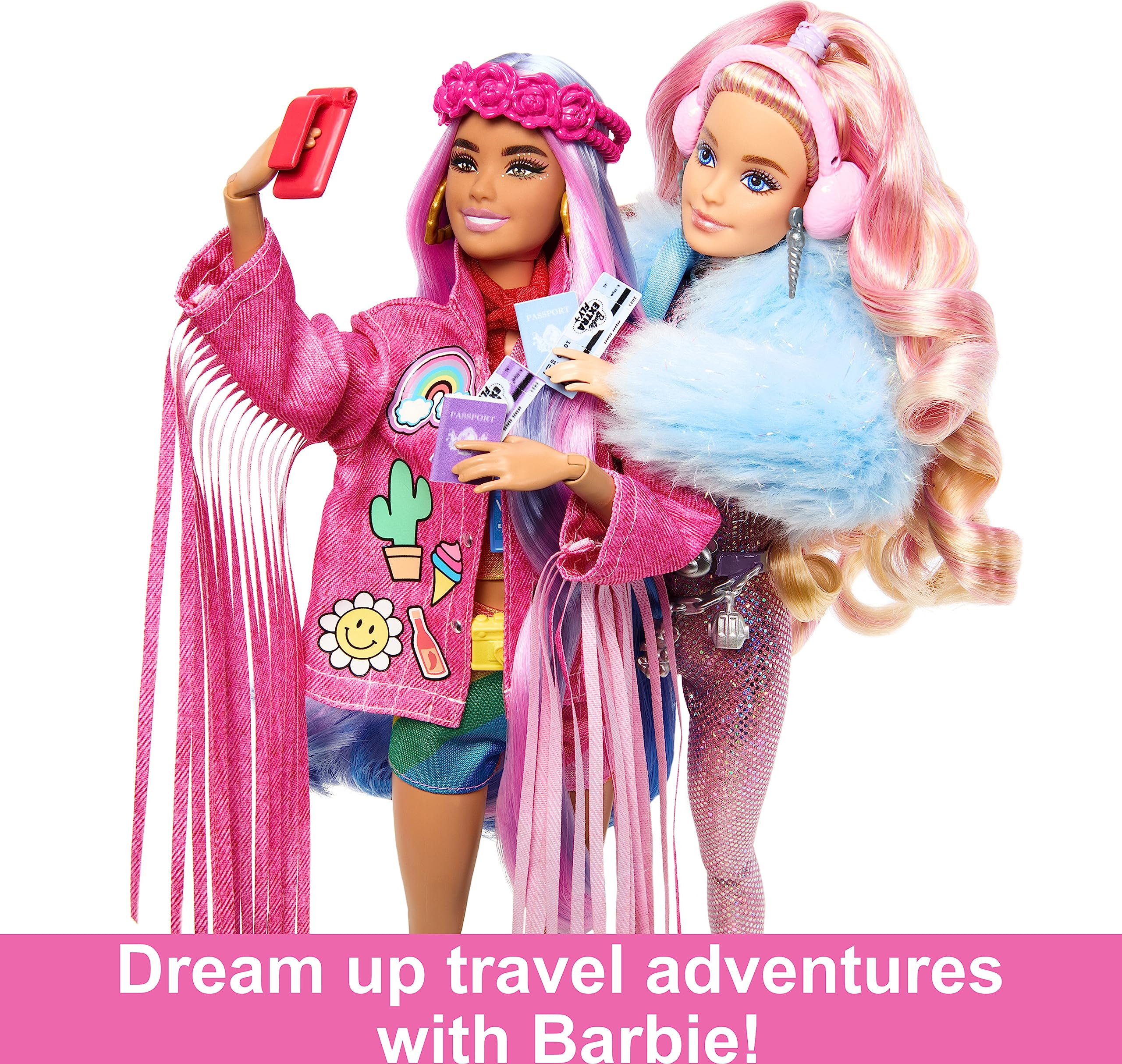 Barbie Extra Fly Doll with Desert-Themed Travel Clothes & Accessories, Fringe Jacket & Oversized Bag, 3Y+, Includes 1 BarbieĀ® doll with fashion, shoes, and assorted accessories