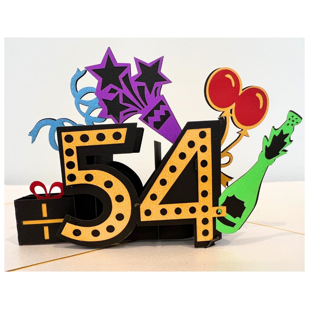 ALPHAK Happy 54th Birthday 3D Pop Up Card, Birthday 3D Greeting Card, 54th Birthday Gifts