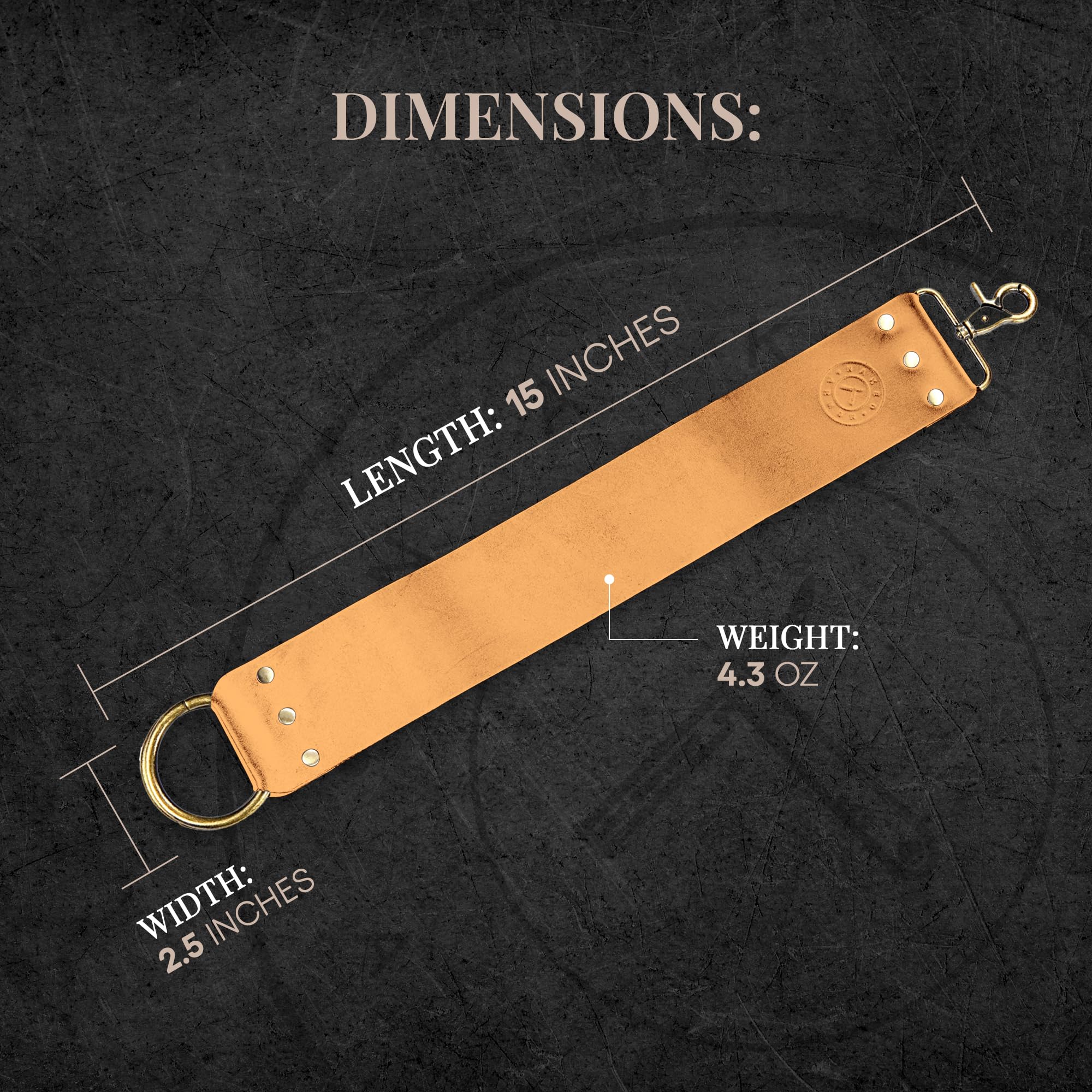 Naked Armor Stropping Leather Strop - Straight Razor Sharpening & Leather Knife Sharpener, Brass Hooks, Linen Stropping Belt, Leather Strop for Knife Sharpening, Razor Blade Sharpener, Shave Strop