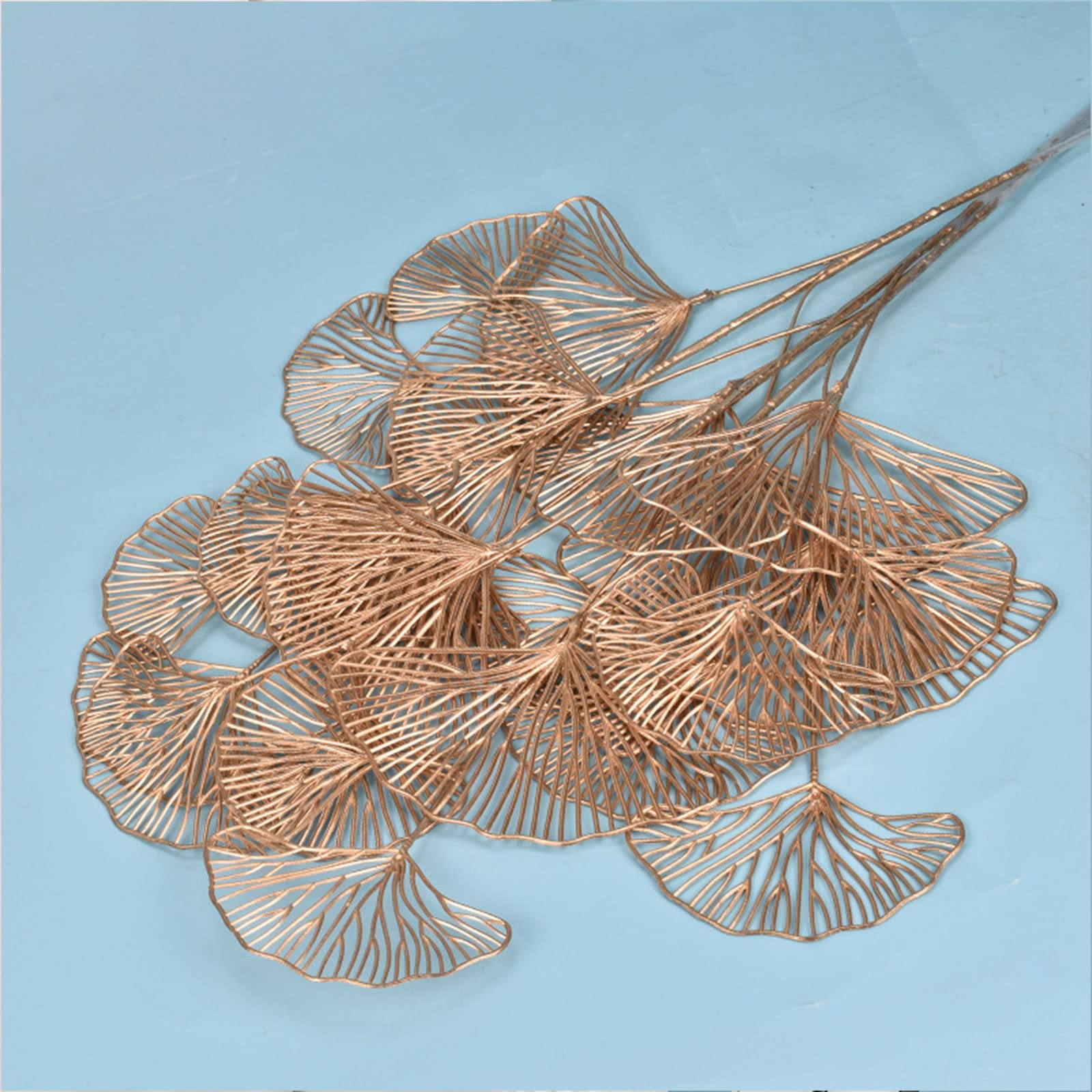 CVPDI 4 Pack Ginkgo Leaves Decorations,Artificial Gold Leaves with Stems Indoor Outdoor Planter Vase Filler Home Garden Wedding Decor