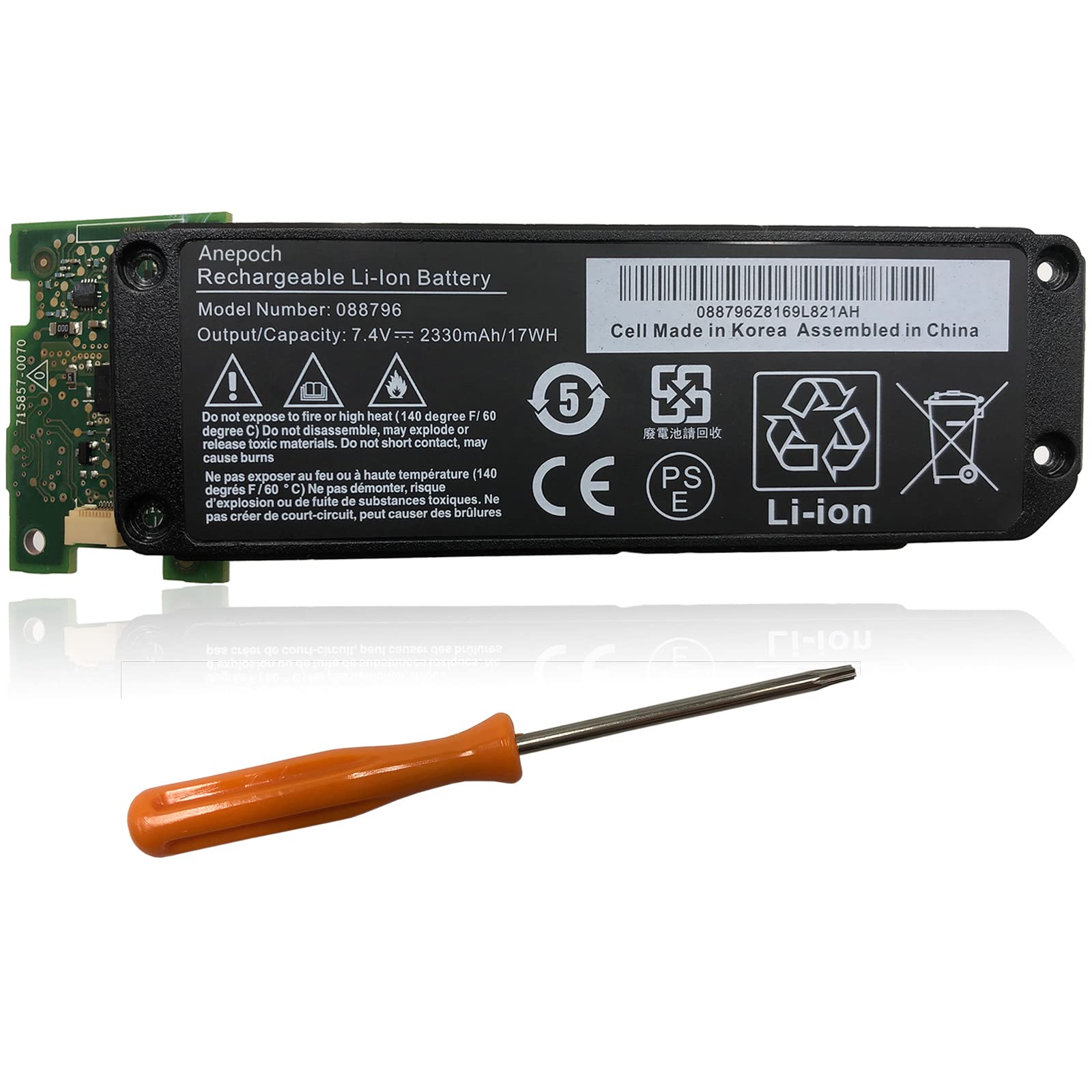 Anepoch 088796 088789 088772 080841 Battery Replacement for Bose Soundlink Mini 2, Soundlink Mini II Bluetooth Speaker with Circuit Board 7.4V 2330mAh 17Wh (No Soldering Required)