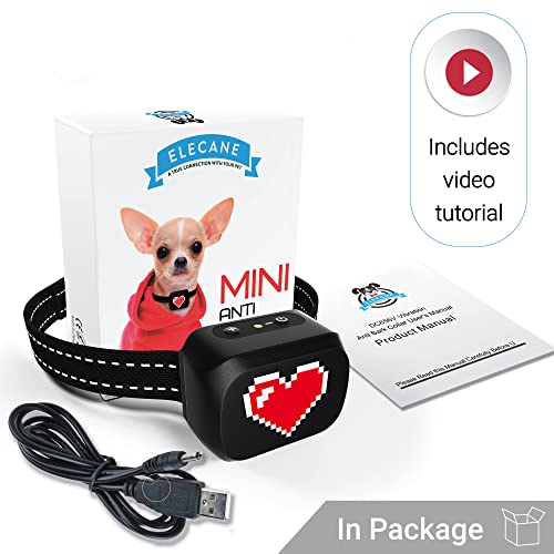 Small Dog Bark Collar Rechargeable - Anti Barking Collar for Small Dogs - Smallest Most Humane Stop Barking Collar - Dog Training No Shock Bark Collar Waterproof - Safe Pet Bark Control Device