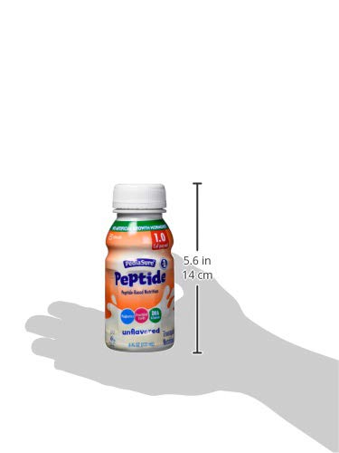 PediaSure Peptide 1.0 Cal, Peptide-Based Formula, Sole-Source Nutrition Drink for Tube Feeding or Oral Nutrition, Unflavored, 8-fl-oz Bottle, Pack of 24