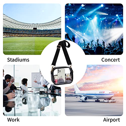 Armiwiin Clear Crossbody Bag, Stadium Approved Leather Clear Purse Bag with Adjustable Strap for Sports Concert Event