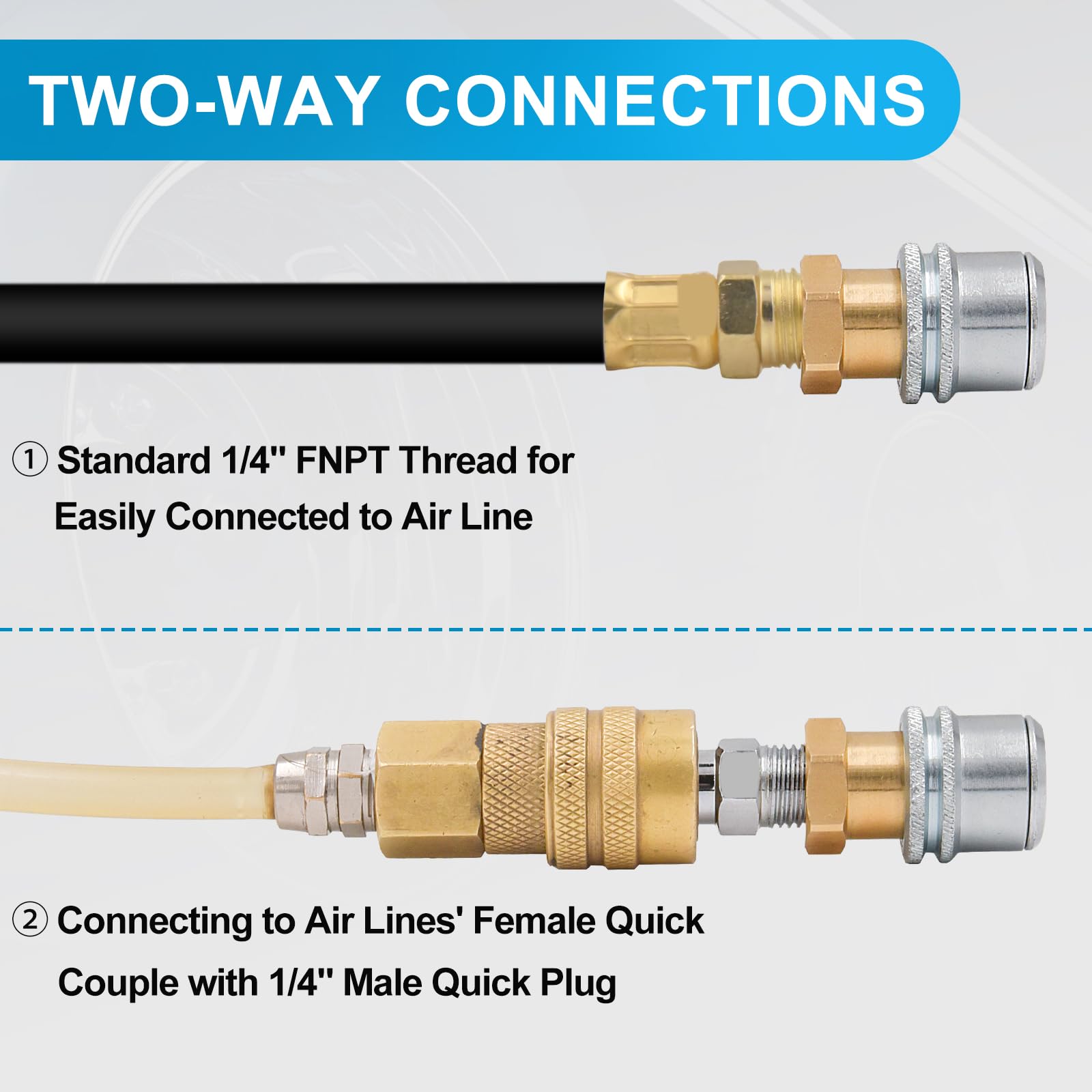 WNCGC Air Chuck,1/4 FNPT Closed Flow Brass Tire Air Chuck, Locking Air Chuck Quick Connect for Inflator Gauge Compressor Accessories (2 Pack)
