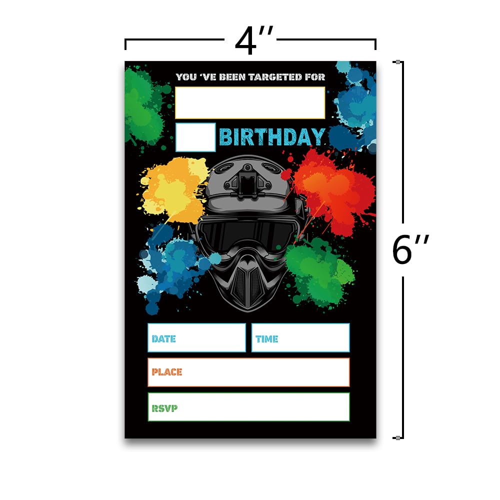 FujLoy Paintball Birthday Party Invitations, Paintball Invitations, Paintball Theme Birthday.(065)