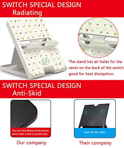 Busjoy Stand for Nintendo Switch, Steam Deck, Switch OLED, Switch Lite, Animal Crossing Angle Adjustable Holder, Portable Foldable Non-Slip Bracket-Black