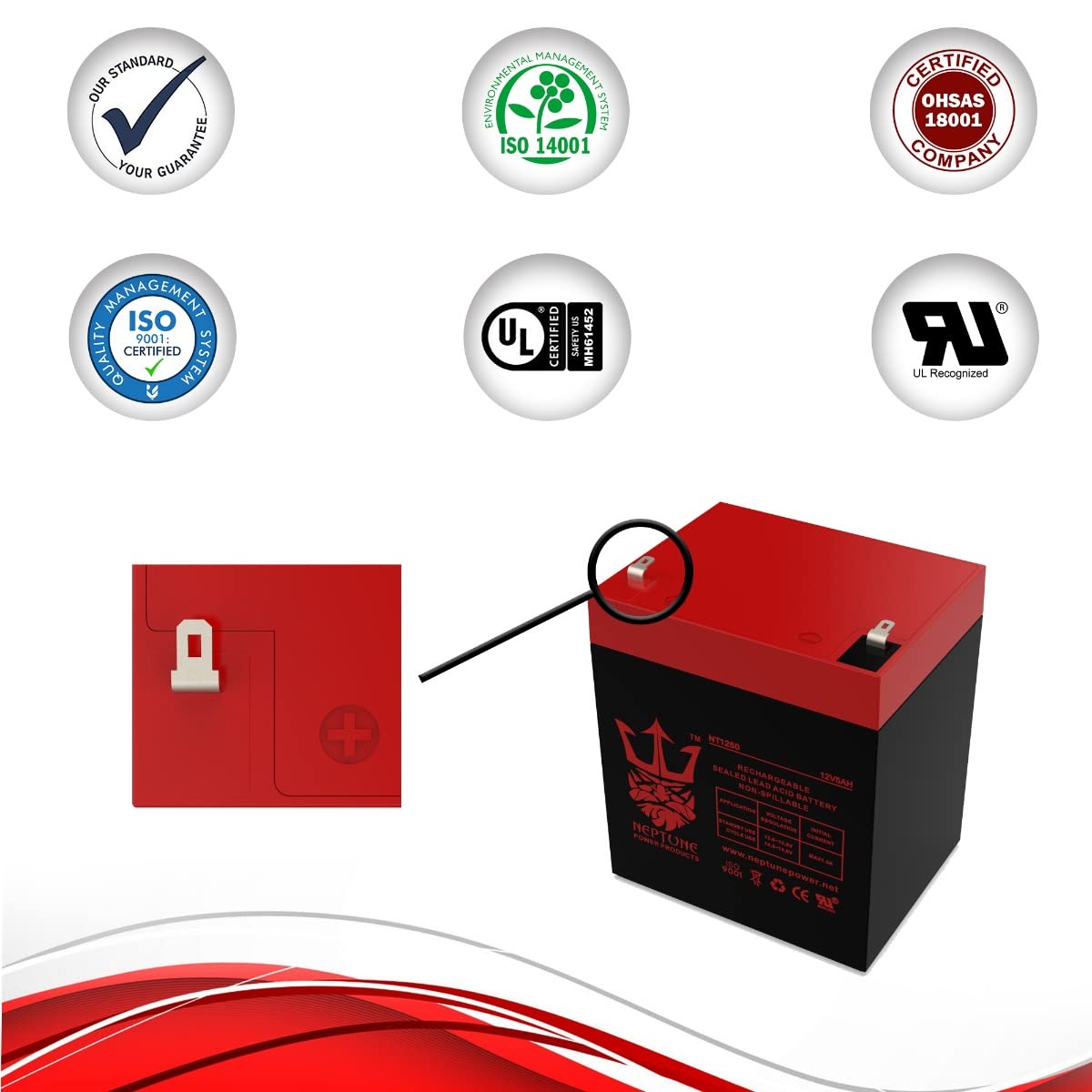 Neptune Brand NT1250 12v 5ah Replacement SLA Battery for Chamberlain 4228 Garage Door Opener Battery