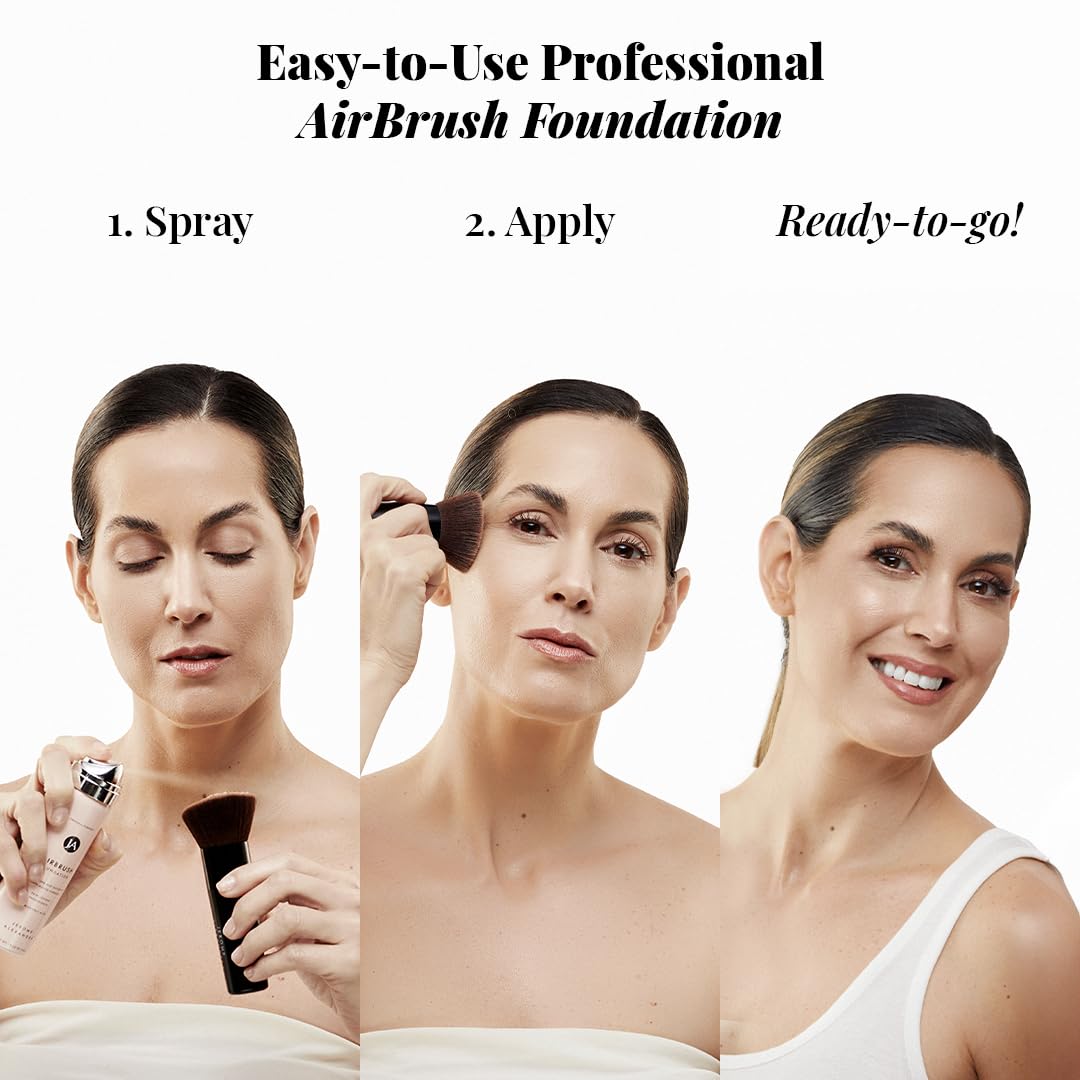 Jerome Alexander MagicMinerals AirBrush Foundation, Spray Makeup with Skincare Active Ingredients, Ultra-Light, Buildable, Full Coverage Formula (Light Medium)
