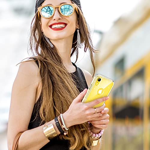 ULAK Compatible with iPhone XR Case Clear Glitter for Women Girls, Hybrid Hard PC Back Cover with Protective Bumper Anti-Scratch Shockproof Phone Case for iPhone XR 6.1 inch, Sparkle
