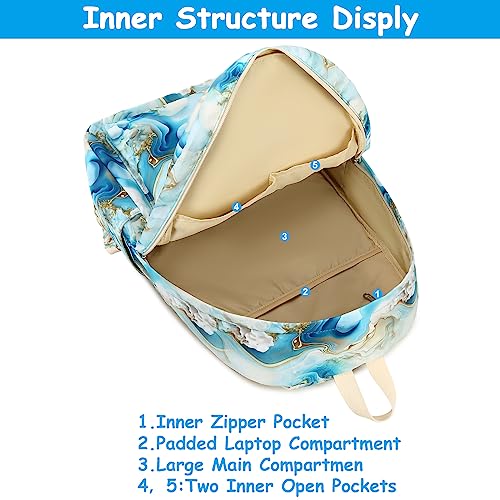 Bluboon Teen Girls School Backpack Kids Bookbag Set with Lunch Box Pencil Case Travel Laptop Backpack Casual Daypacks