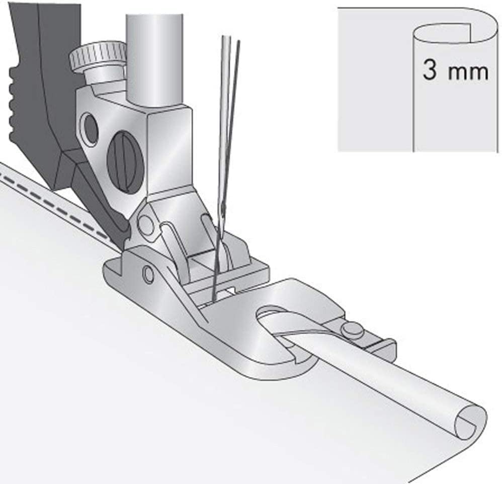 7PCS Sewing Presser Foot Kit Includes 6PCS Rolled Hem Presser Foot and 1PCS Universal General Purpose Zig Zag Foot for Most Low Shank Snap-On Singer, Brother, Babylock, Janome Sewing Machines