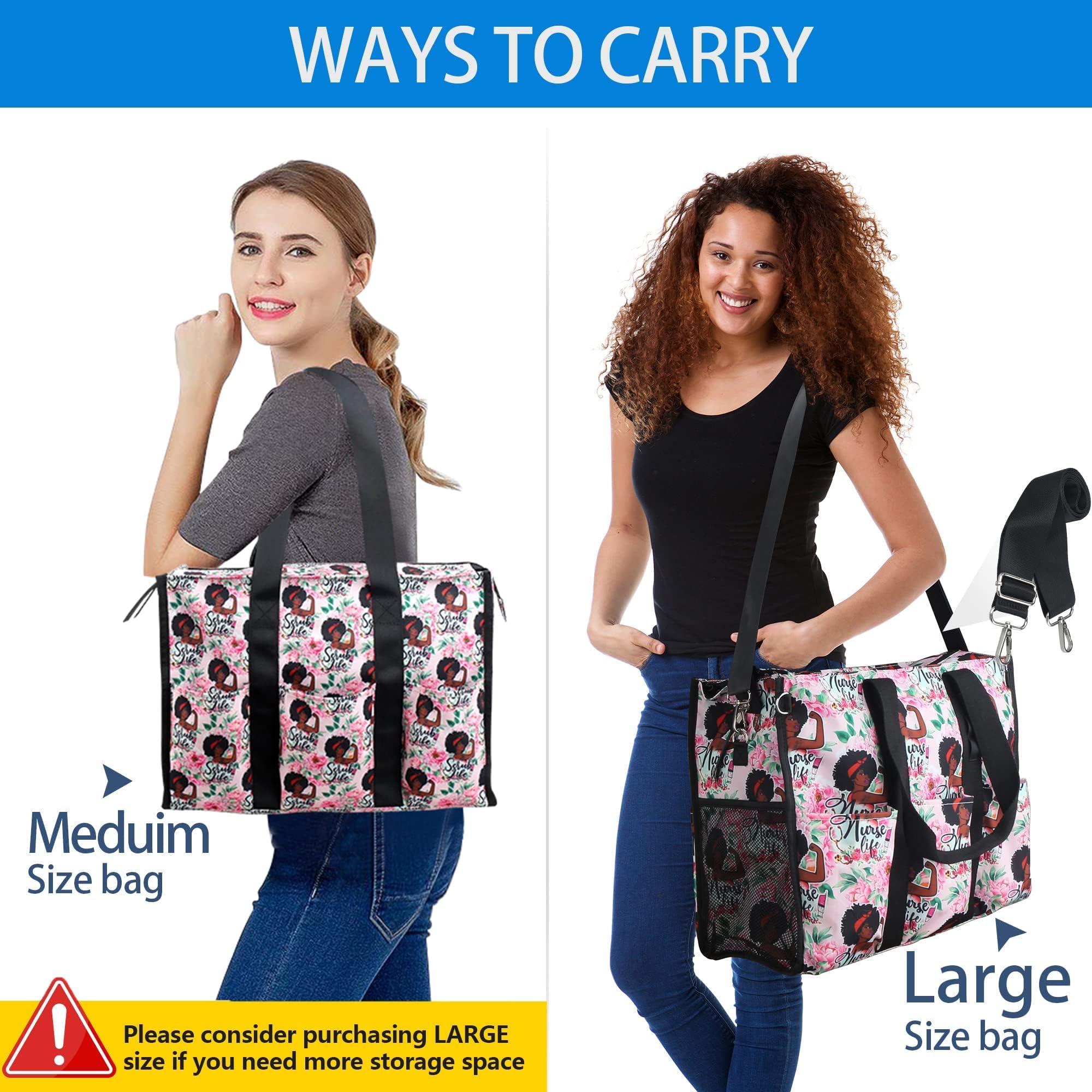 ABAMERICA Nursing Clinical Bag - Personalized Nursing Work Tote Bag With Zipper Pockets. Ideal For Nurses & Nursing Students. 2 Sizes. Laser Your Name Or Text In Usa.