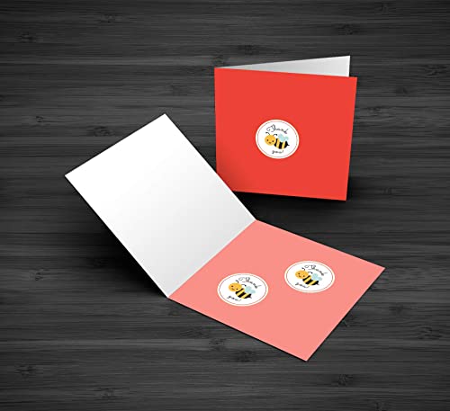 Set of 48 Sticker Thank You Bee Decal Small Phone Mini Logo Birthday Parties Envelopes Labels Seals Shower Favor 1.2 inches Each