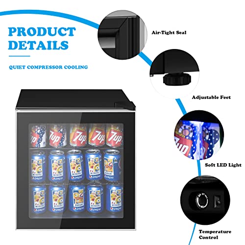 ARLIME Mini Fridge, Drink Cooler, 60 Can, Beverage Refrigerator with Glass Door, Removable Shelves for Soda Beer Wine, Small Drink Refrigerator for Bedroom, Office, Home Kitchen, Bar, 3.2 Cu. Ft.