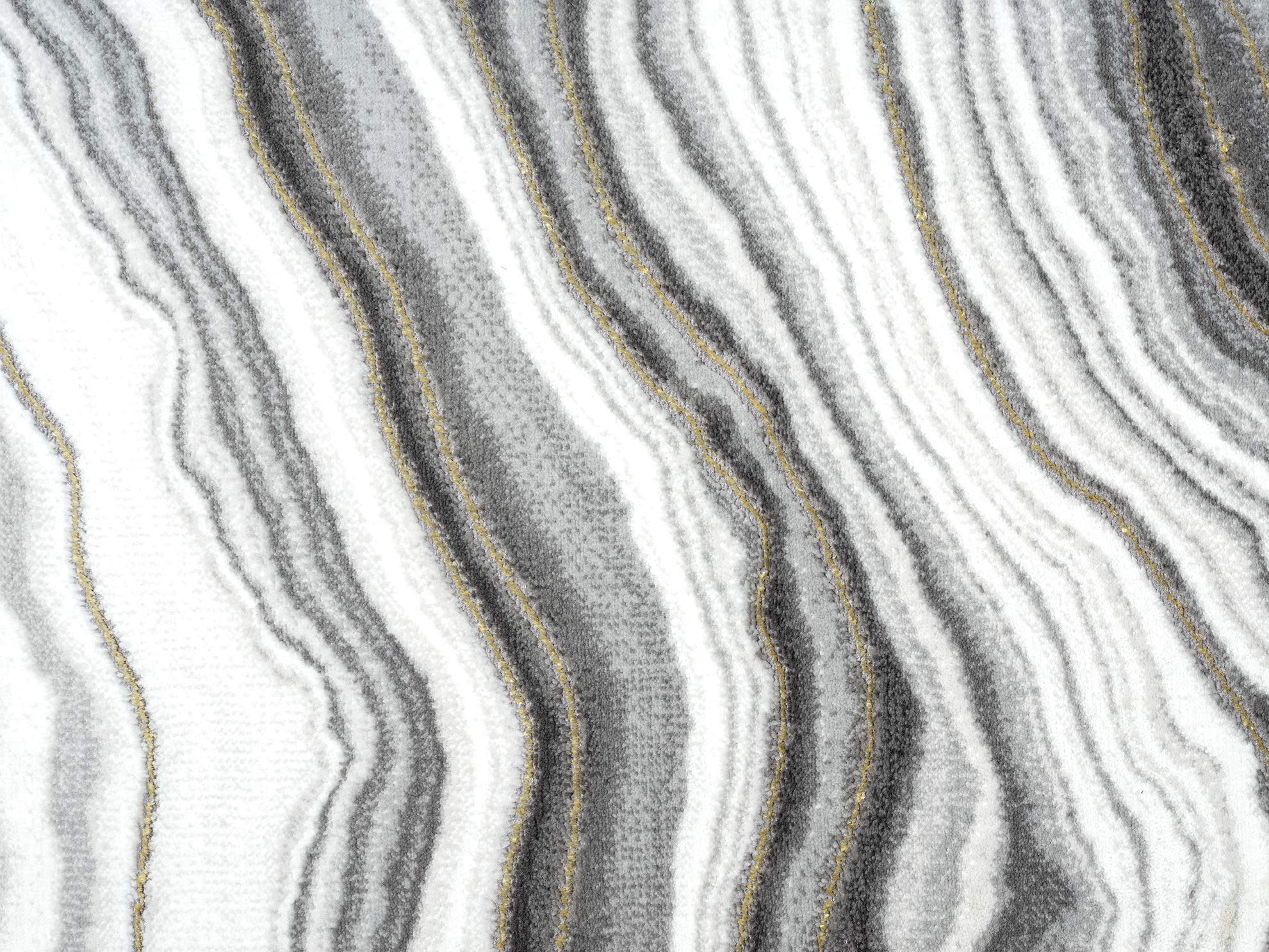 Abani Rugs Contemporary Grey & Gold Granite Area Rug - Marble Swirl Grayscale 7'9" x 10'2" Non-Shedding Dining Room Rug