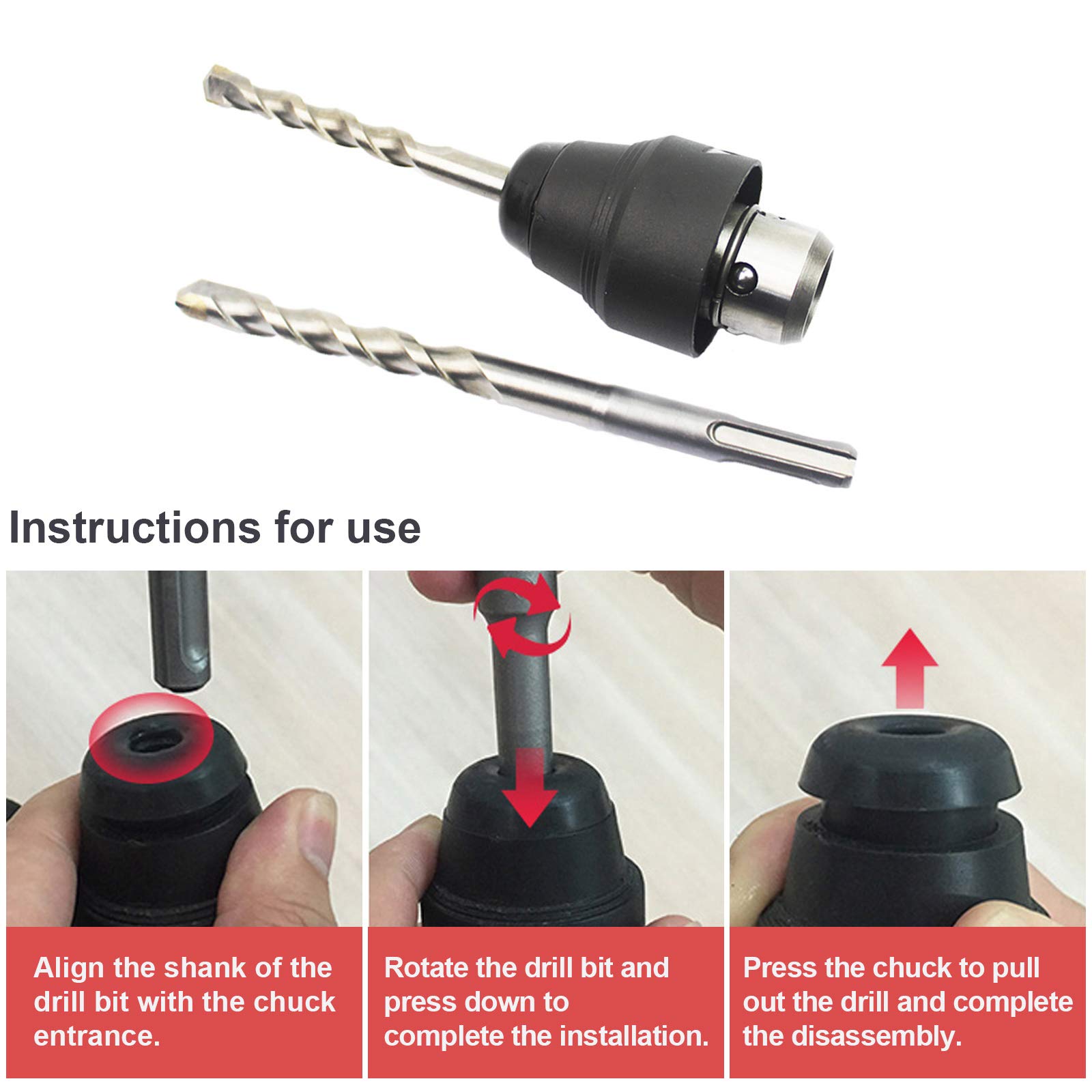 Create idea SDS Plus Drill Chuck 2608572213 Black Compatible With Bosch GBH2-26DFR GBH2-28DFV GBH4-32DFR Hammer Drills Replacement Parts