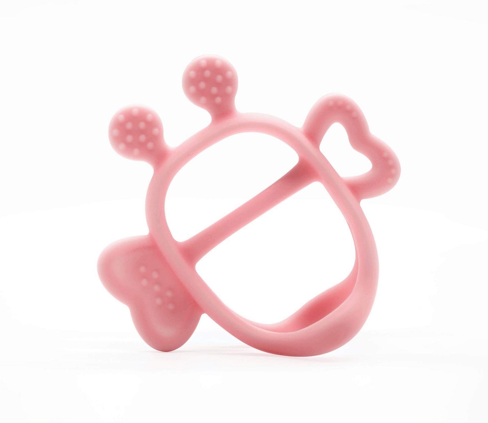 Mama’s tem Wearable Baby Teething Toys with Teether Handle, Eco-friendly Non-toxic BPA Free Pure Silicone, Easy to clean Infant Toys, Newborn Baby Gift (Pink)