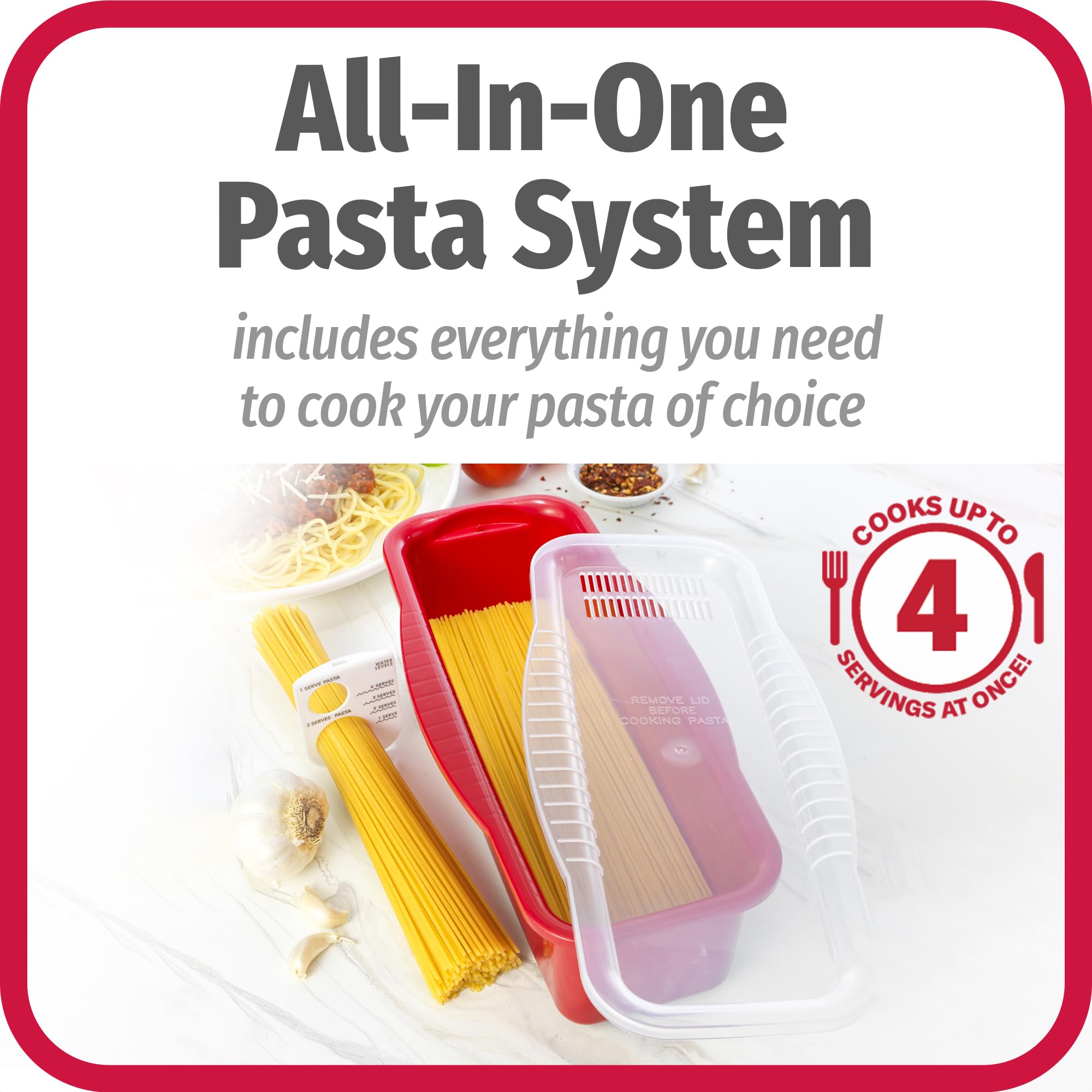 GoodCook Microwave Pasta Cooker with Strainer Lid and Cooking Guide, Microwave Noodles Cooker, Cooks up to 4 Servings of Pasta
