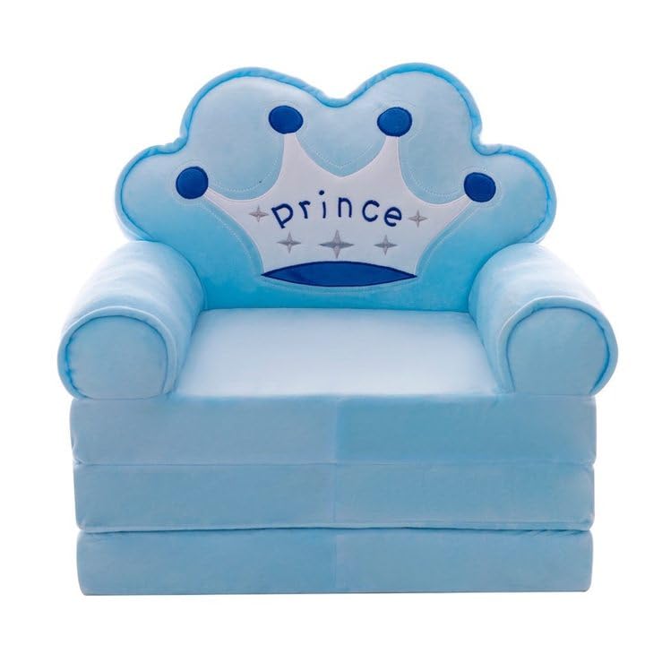 ASOUT Comfy Toddler Chairs for Kids - High Density Foam Kids Sofa,Foldable Blue Princes Chair for Toddlers 1-3