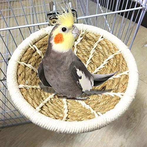 Bird Breeding Nest Parakeet Bed for Cage Parrot Hatch House Handmade Cotton Weave Hemp Rope Nesting with 3pcs Perchs for Budgie Cockatiel Conure Canary Finch Lovebird