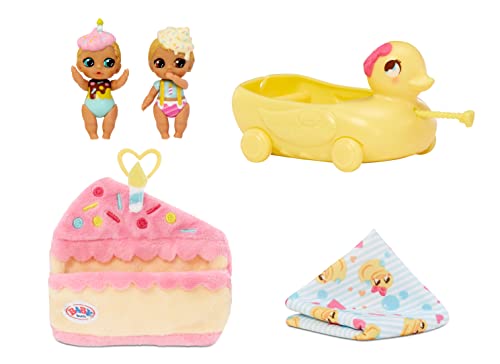 Baby Born Mini Babies Playset β Unwrap Surprise Twins or Triplets Collectible Baby Dolls with Soft Swaddle, Blanket, Ducky Pull Toy Series 3 Multicolor