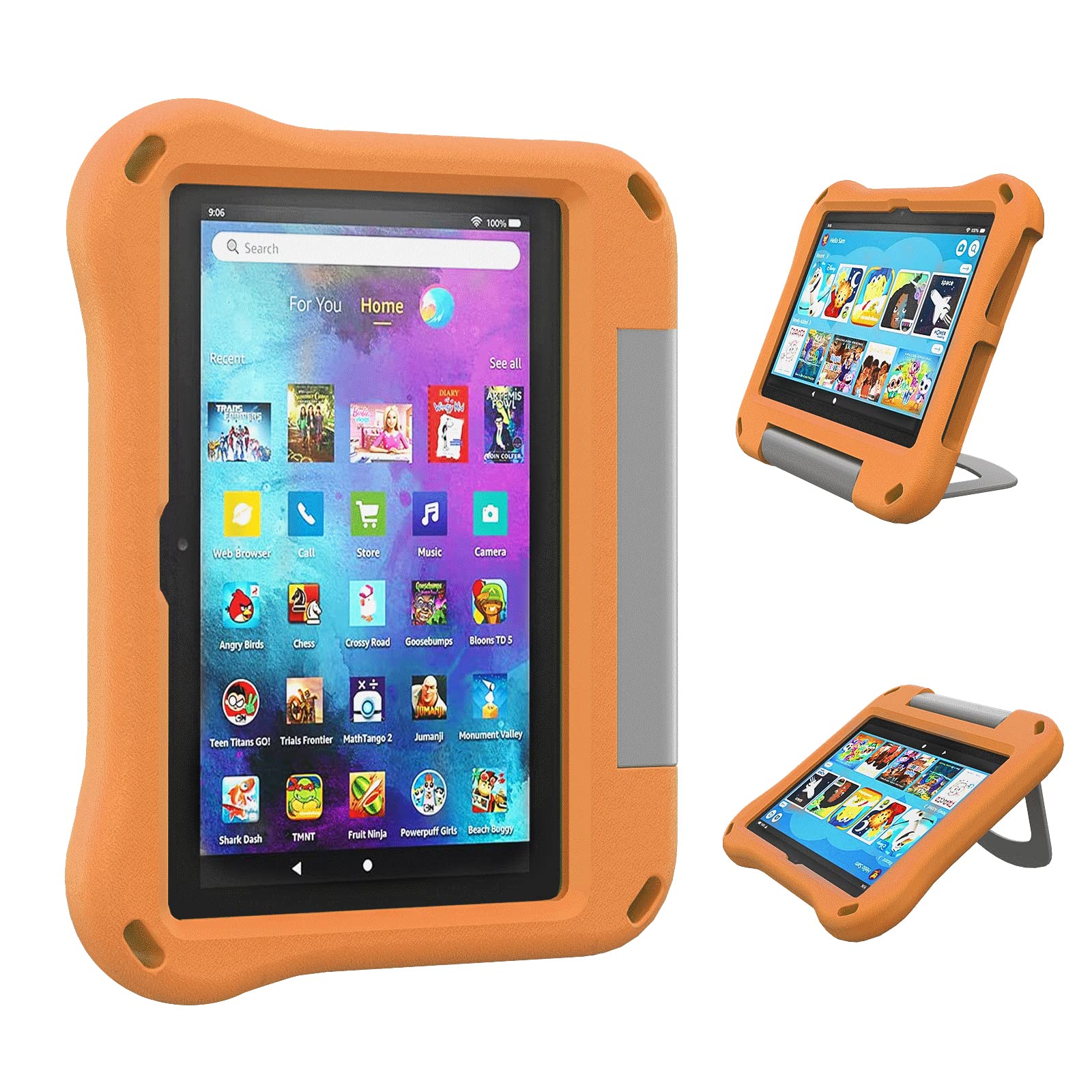 All-New H D 8 Case, Tablet 8 Kids Case (12th Generation, 2022 Release/10th Generation, 2020 Release) - Shockproof Case with Handle Stand HD8 inch Tablet -Orange