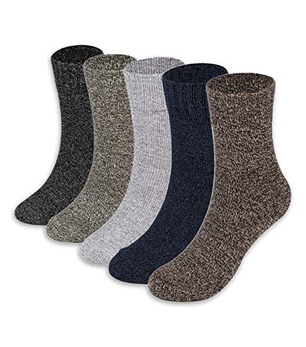 ADFOLF Mens Warm Wool Socks Thick Winter Thermal Stripe Wool Crew Socks (Color_6)