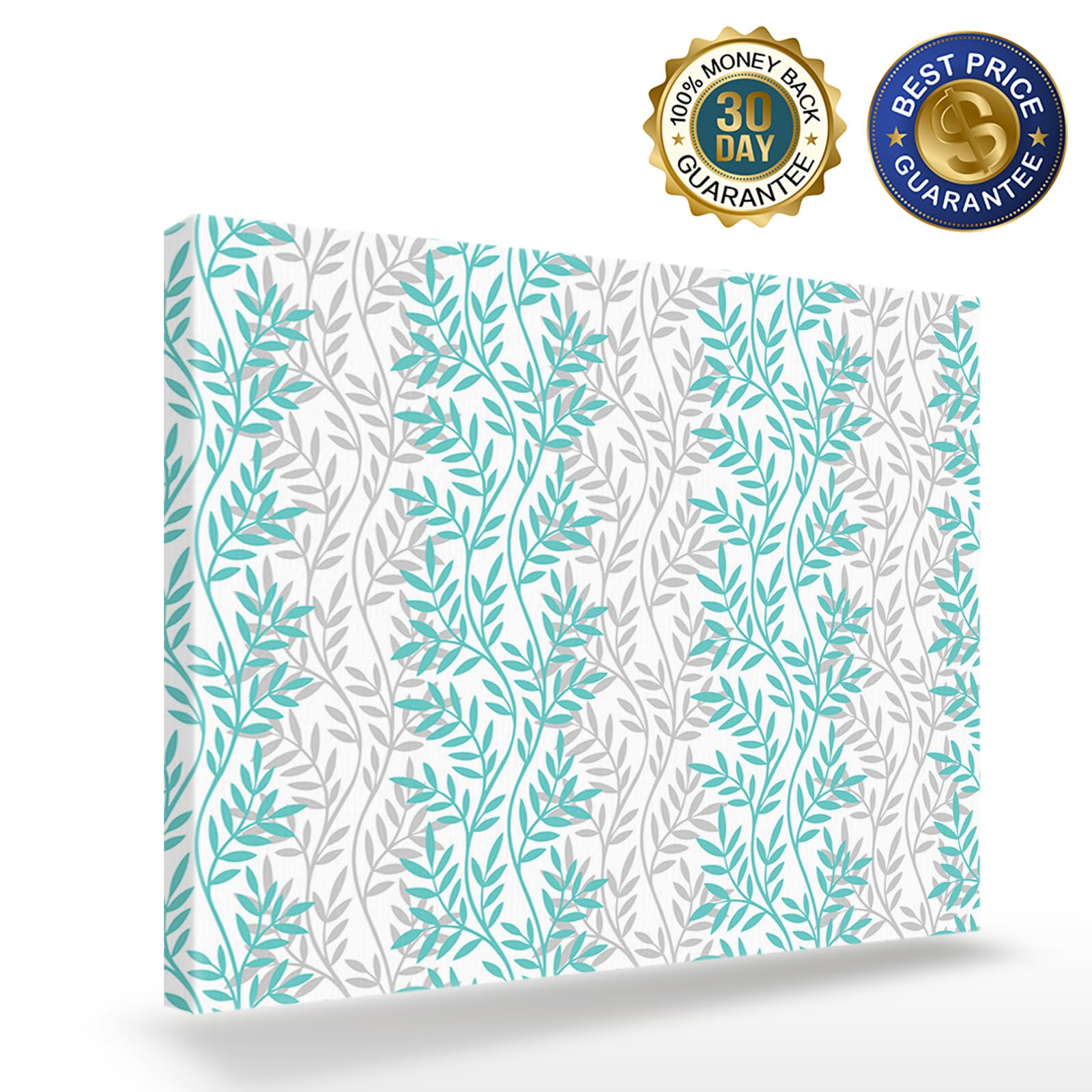 Abstract Leaf Canvas Wall Art Prints Painting Teal Green and Gray Gradient Plant Art Modern Frame Wall Decorative Artwork Ready to Hang for Living Room 20" x 24"