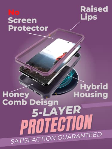 ArmadilloTek Vanguard Compatible with Samsung Galaxy S21 Ultra Case, Military Grade Full-Body Rugged with Built-in Kickstand [Screenless Version] - Purple