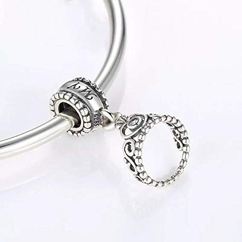 ABAOLA 925 Sterling Silver Fairytale Princess Prince Noble Crown Charm for Bracelet (Vintage Crown)